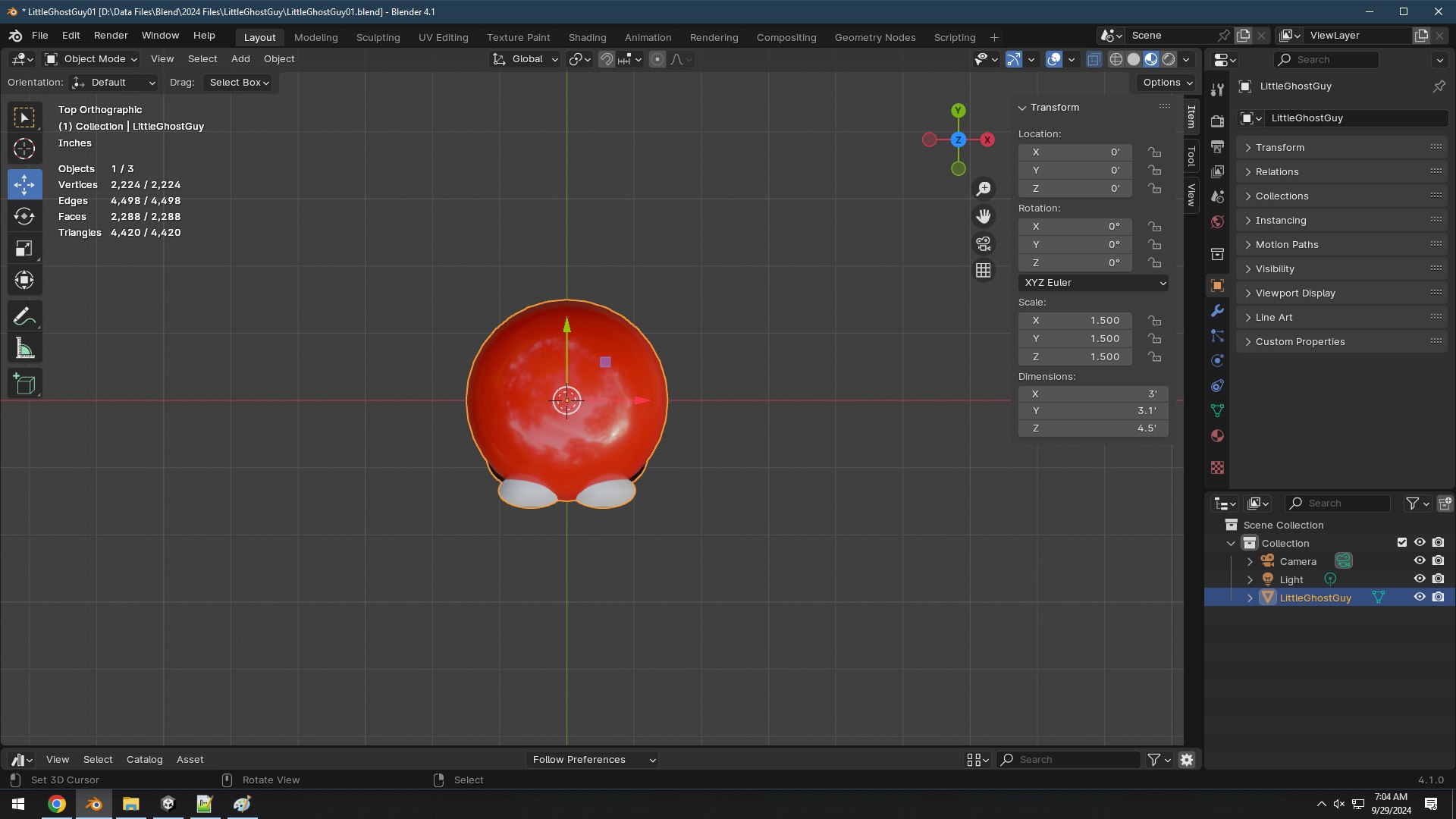 3D Model Little Red Ghost Guy - TurboSquid 2286423