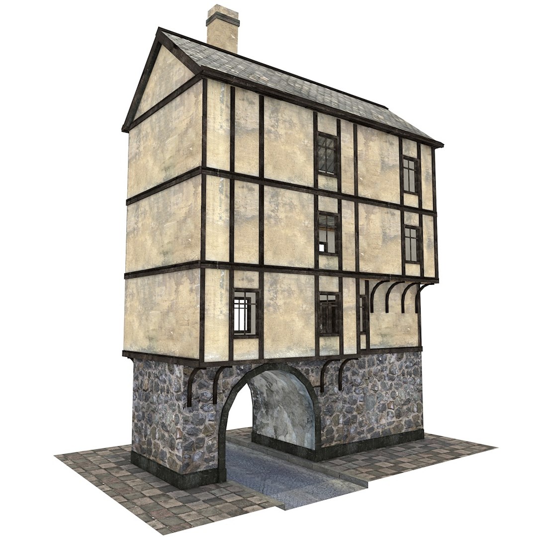 Medieval Gate House 3ds