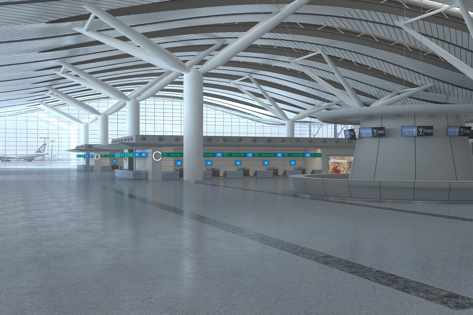 Airport Terminal Interior 01 3D model - TurboSquid 1958974