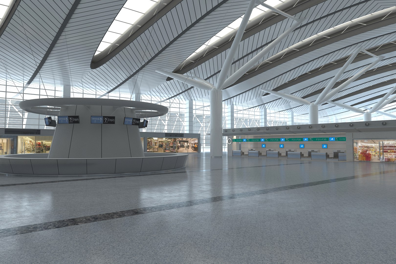 Airport Terminal Interior 01 3D model - TurboSquid 1958974