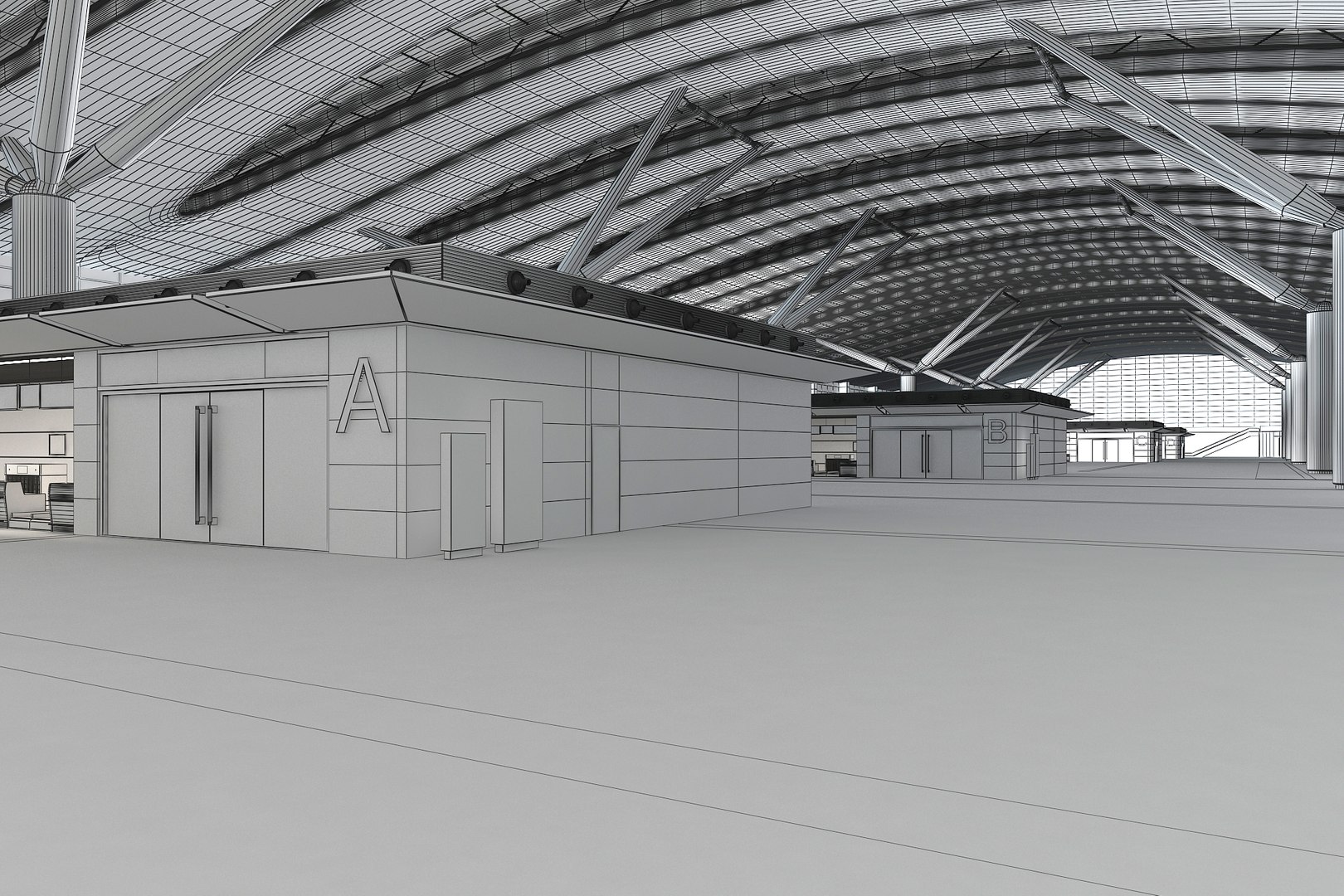 Airport Terminal Interior 01 3D model - TurboSquid 1958974