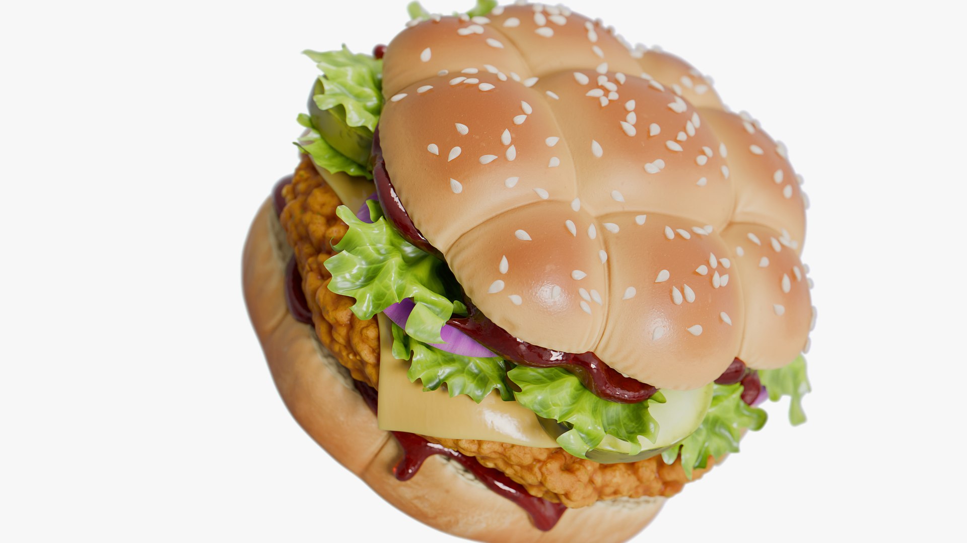 Realistic Chicken Burger Nuggets 3D Model - TurboSquid 2368688