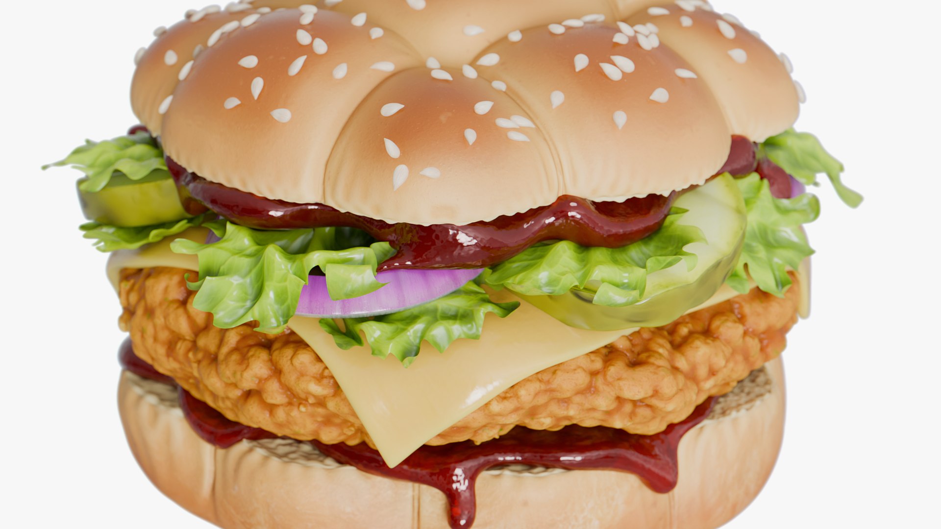 Realistic Chicken Burger Nuggets 3D Model - TurboSquid 2368688