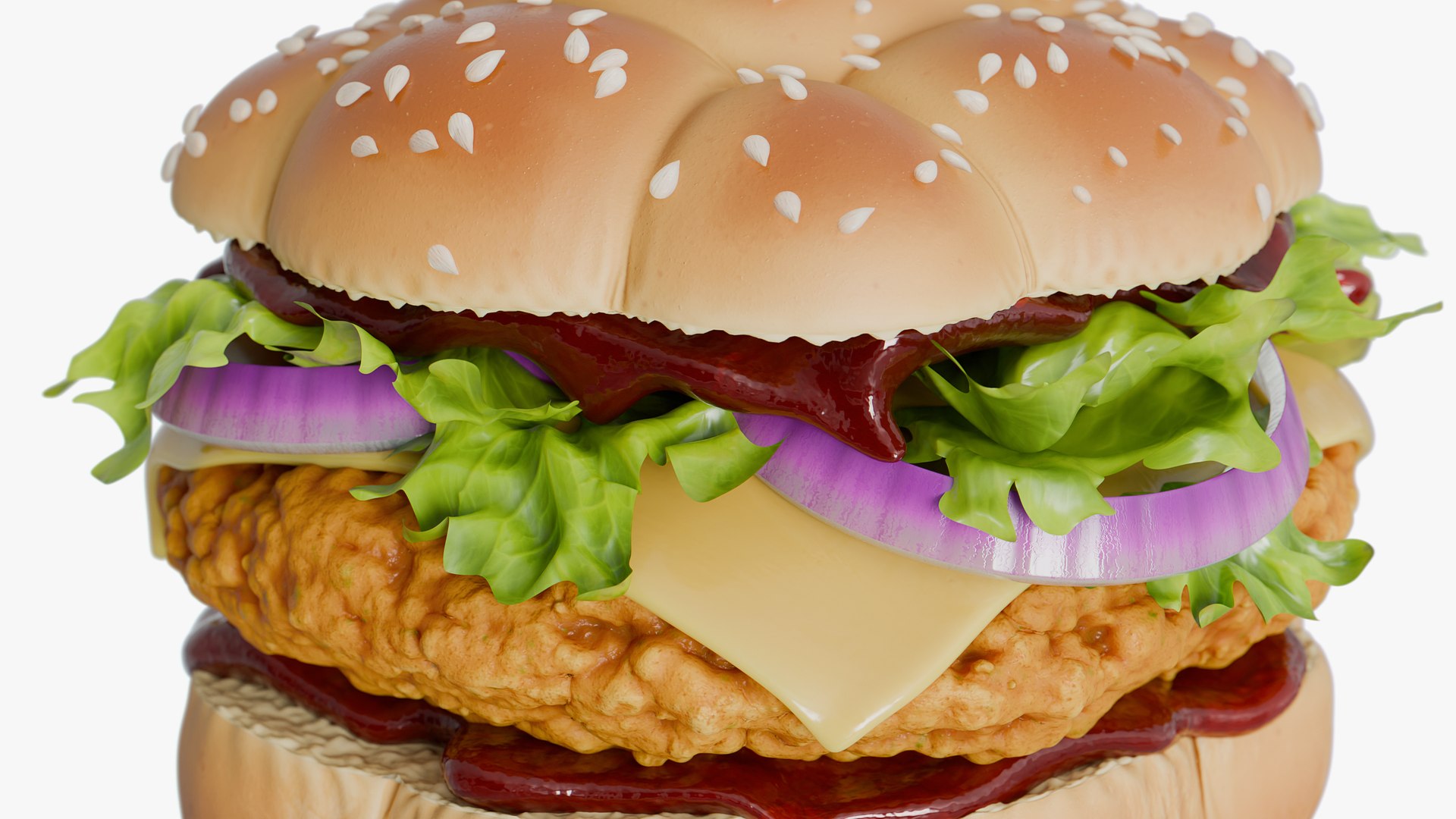 Realistic Chicken Burger Nuggets 3D Model - TurboSquid 2368688