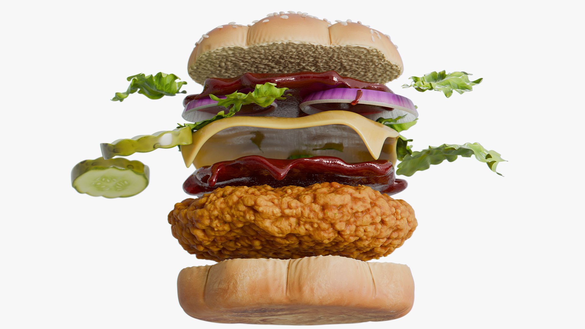 Realistic Chicken Burger Nuggets 3D Model - TurboSquid 2368688
