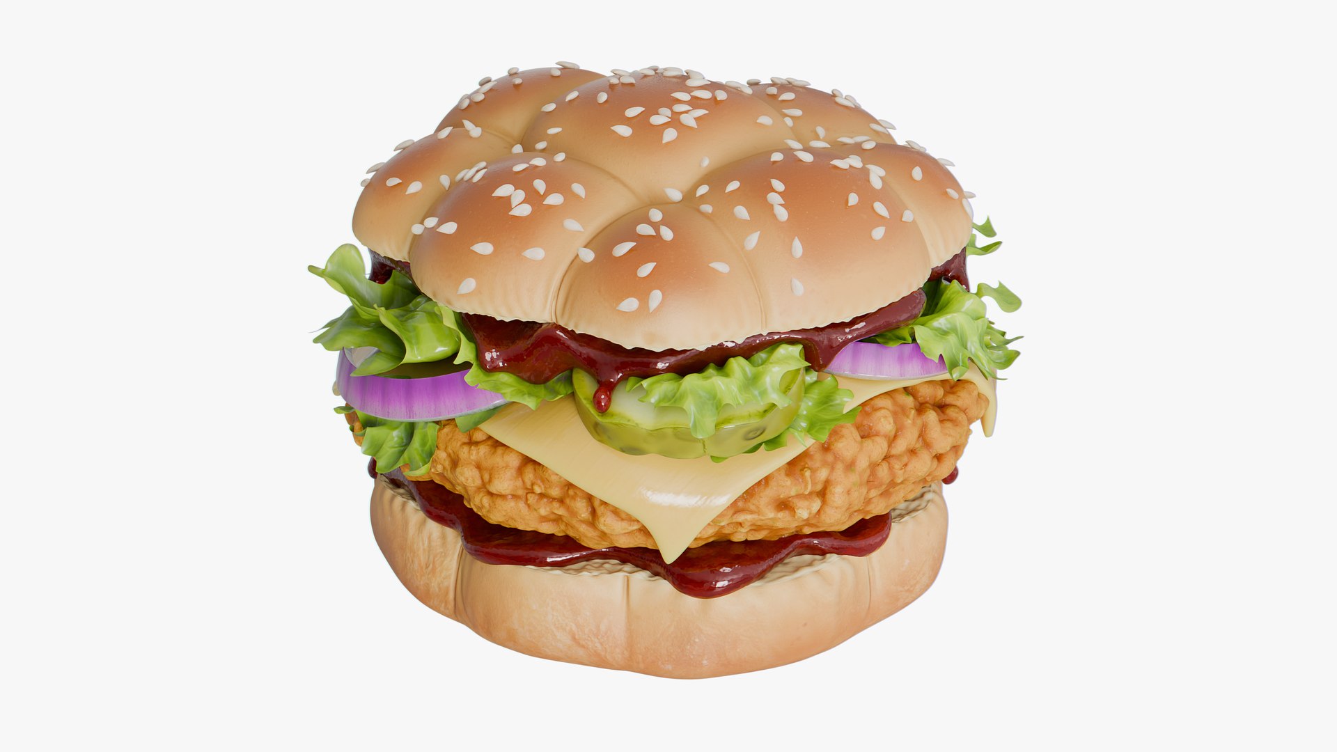 Realistic Chicken Burger Nuggets 3D Model - TurboSquid 2368688