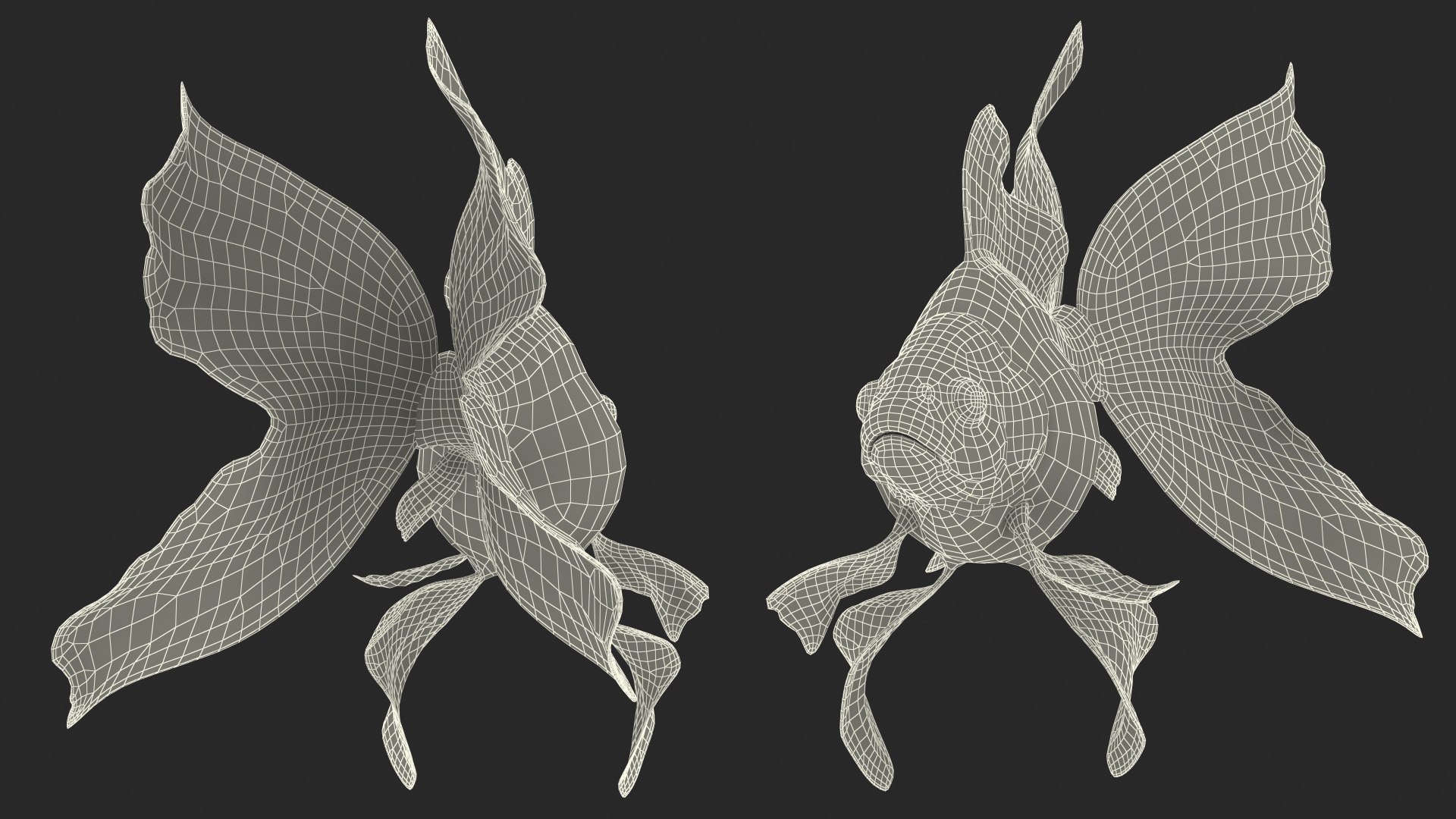 Orange Fancy Fantail Goldfish Swimming Pose 3D Model - TurboSquid 1765456