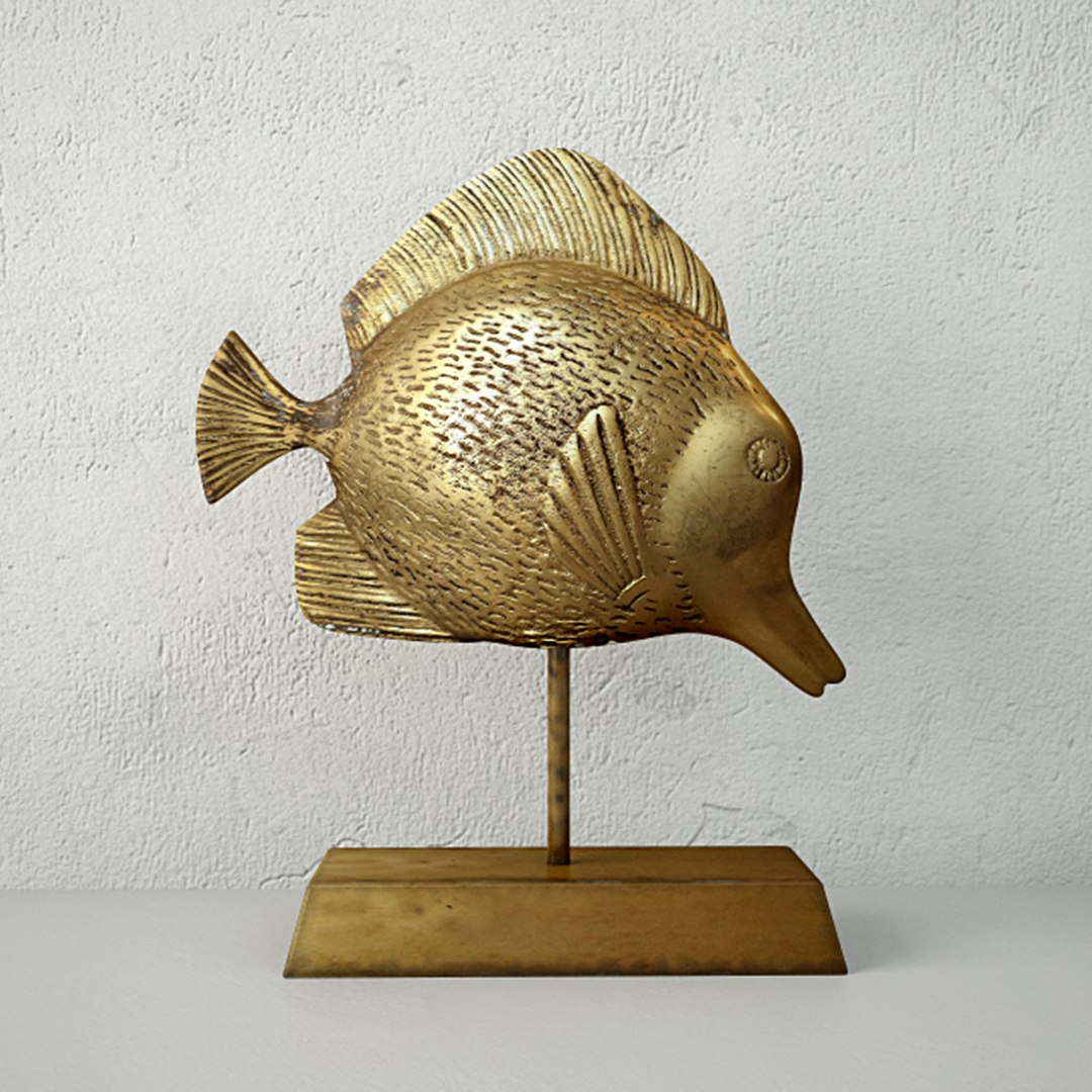 3D midcentury brass fish stand model - TurboSquid 1200794