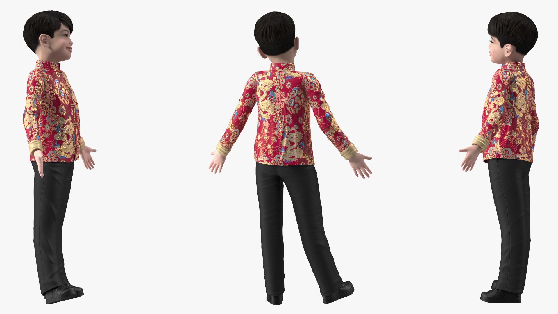 Chinese Boy Traditional Tang Jacket 3D Model - TurboSquid 1980623