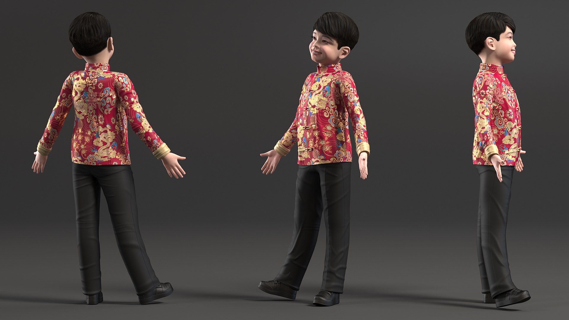 Chinese Boy Traditional Tang Jacket 3D Model - TurboSquid 1980623