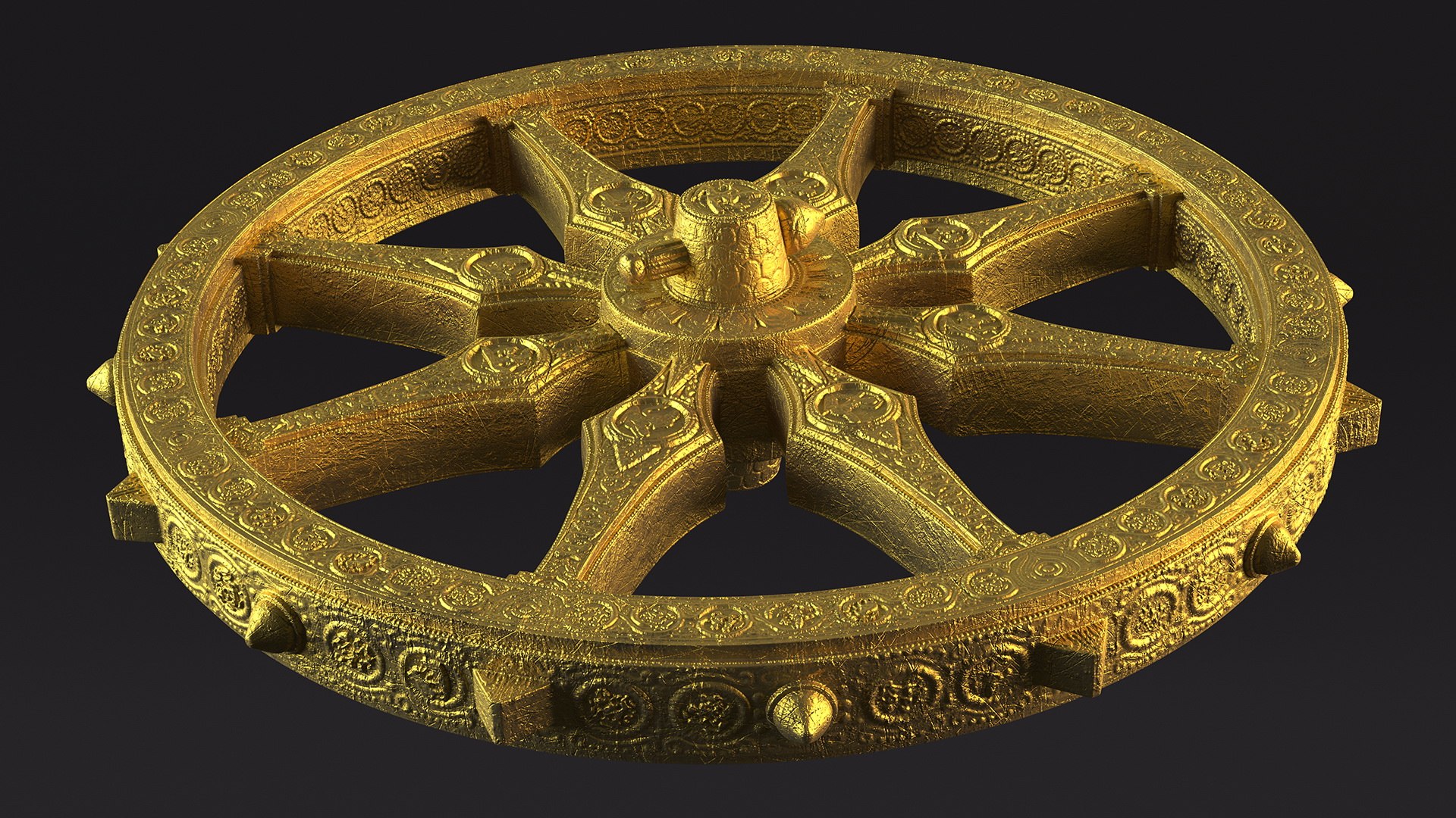 3D Model Golden Dharmachakra - TurboSquid 2101949