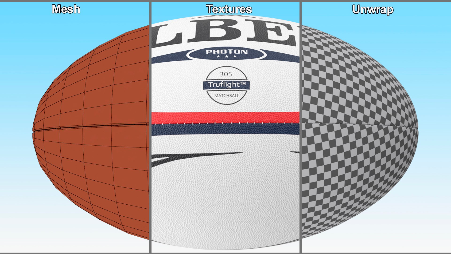 3D Gilbert Photon Rugby Match Ball - TurboSquid 2170480