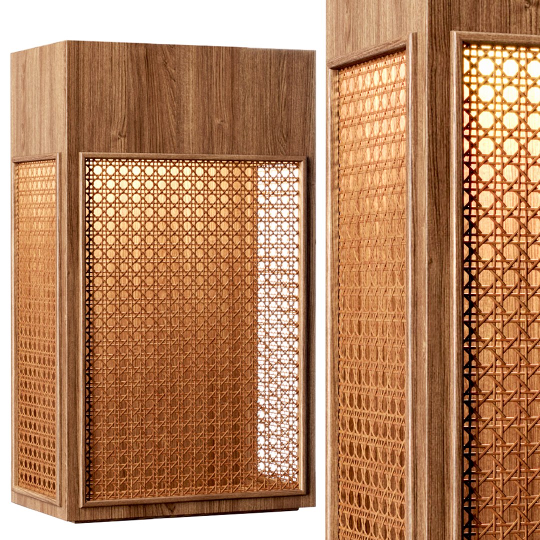 Florence Rattan Wall Lantern FV3 3D - TurboSquid 1734161