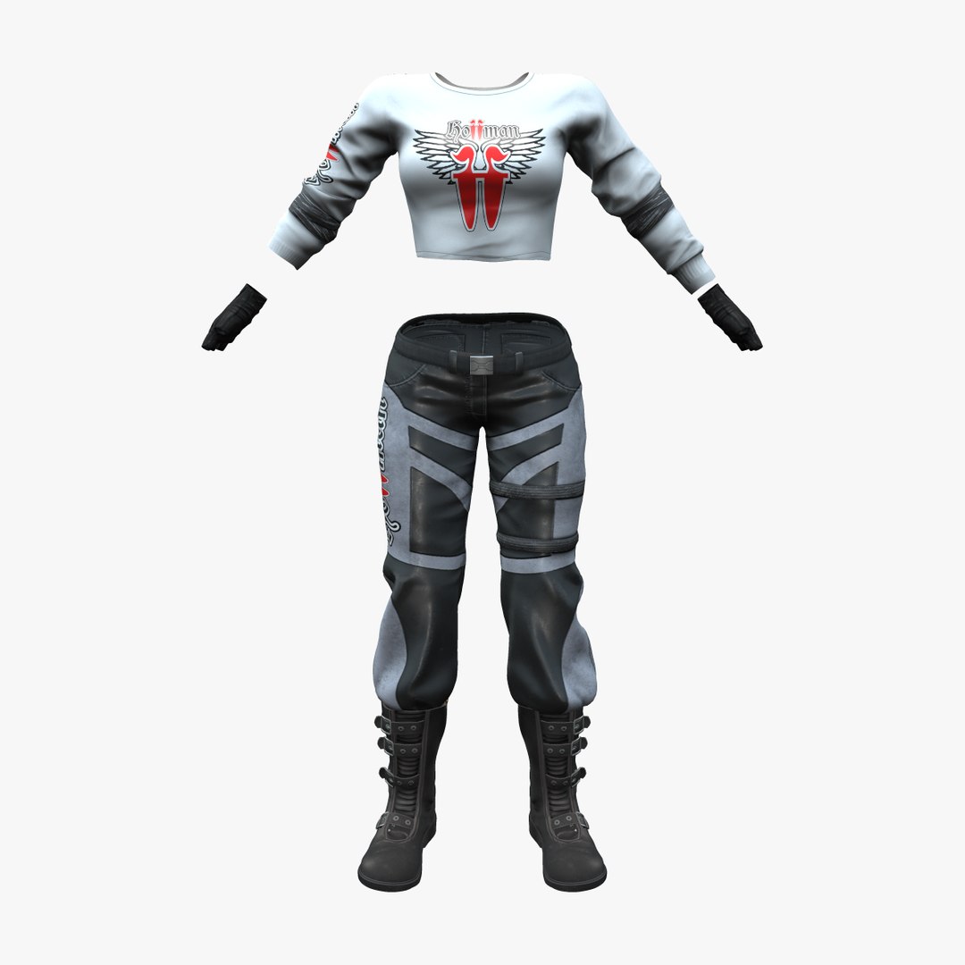 Space Biker Full Pants Cropped Top Boots Outfit 3D - TurboSquid 1872428