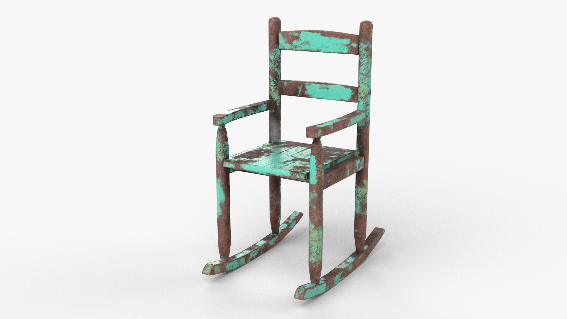Chair No 9 Rocking Chair Cane Rocker Old Rusty Metal Version 3D Model ...