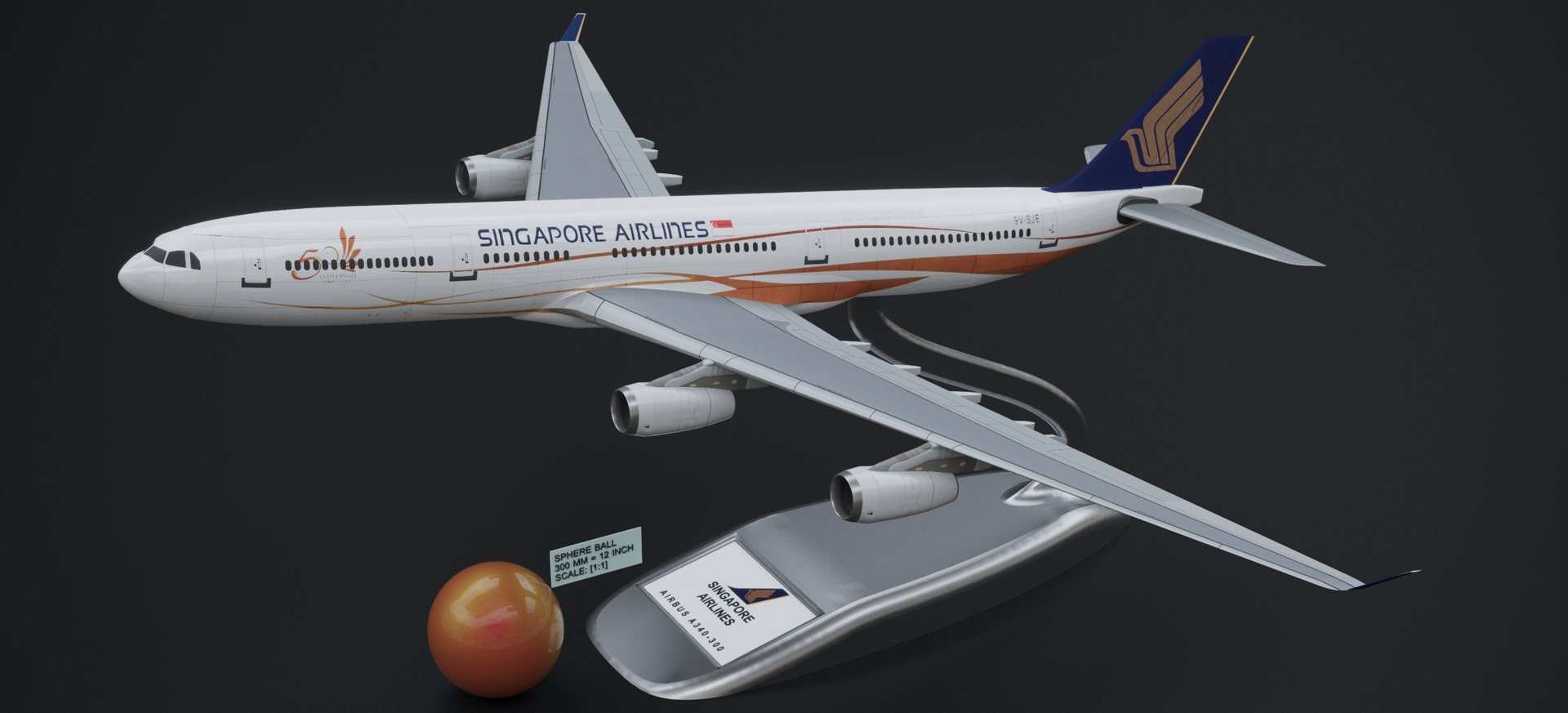 3D AIRBUS A340-300 SINGAPORE AIRLINES 50TH ANNIVERSARY 2024 ...