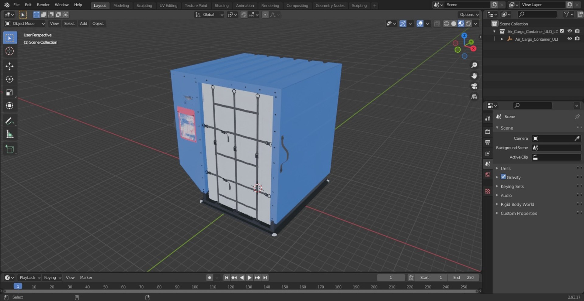 Air Cargo Container ULD LD 2 Blue model - TurboSquid 2065888