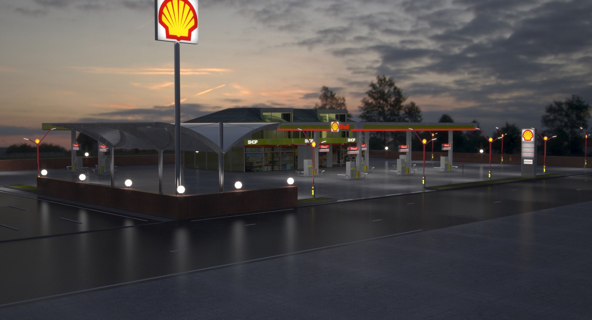 3D Gas Station Shell - TurboSquid 1177735