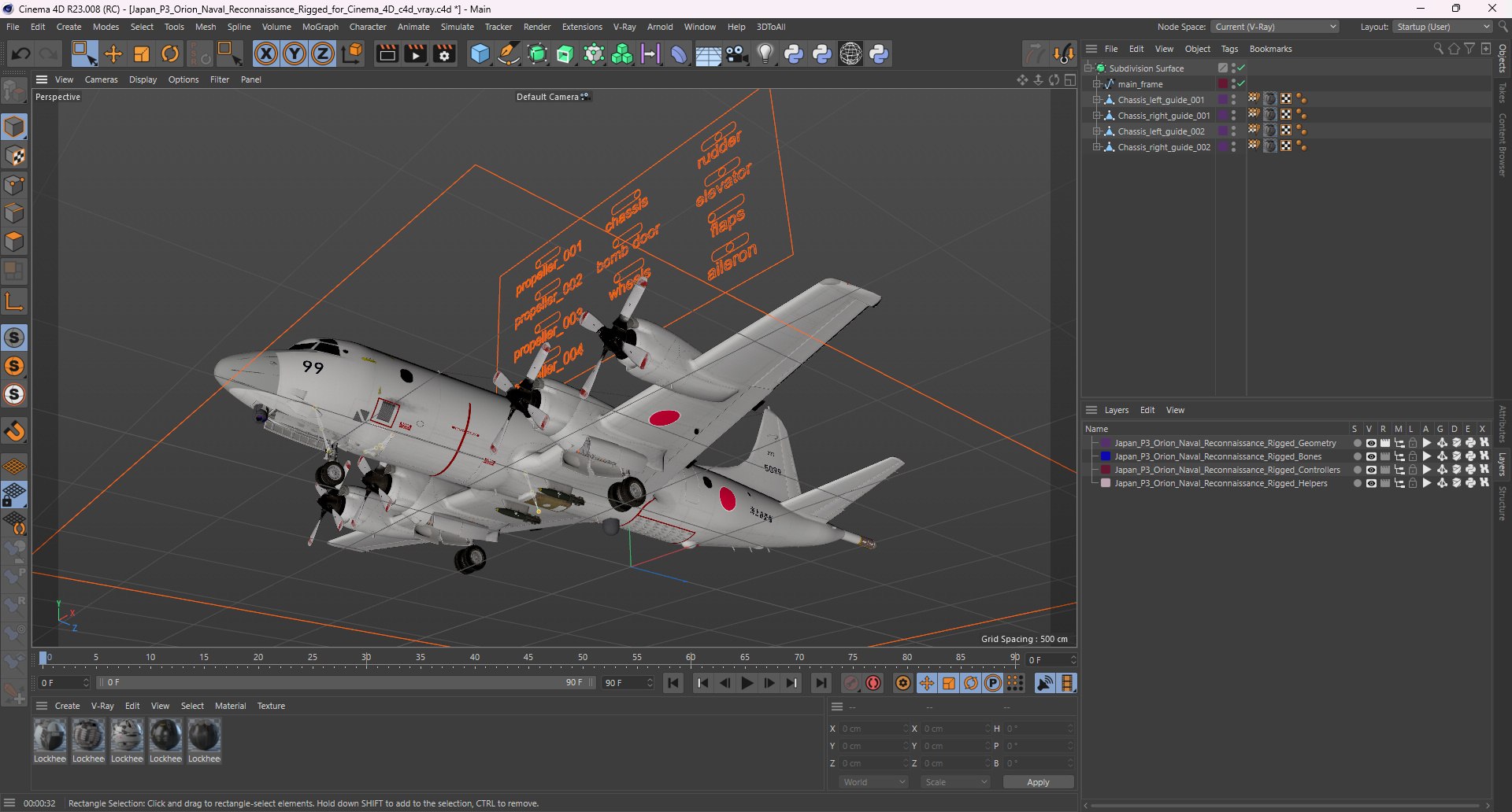 3D Model Japan P3 Orion Naval Reconnaissance Rigged For Cinema 4D ...