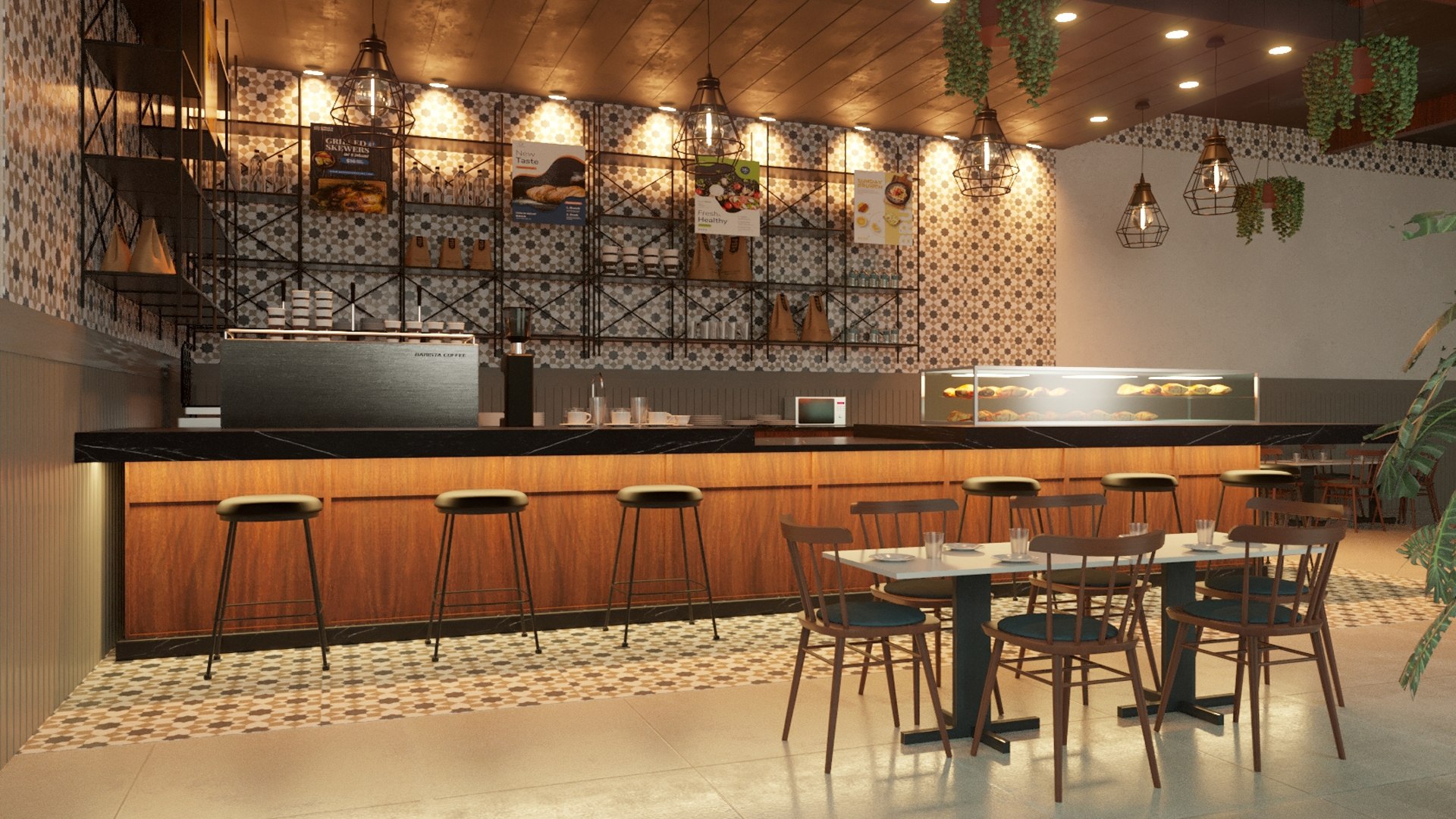Commercial Restaurant Coffeeshop Interior Design 3D Model - TurboSquid ...