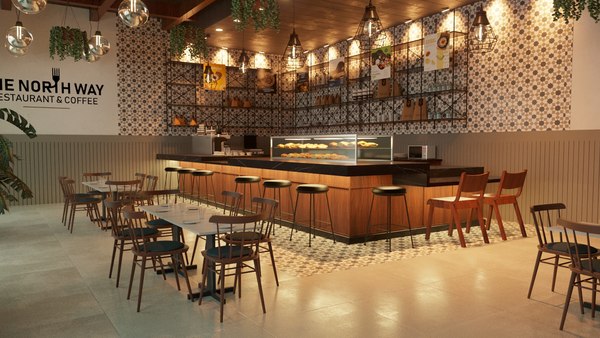 Commercial restaurant coffeeshop interior design 3D model - TurboSquid ...