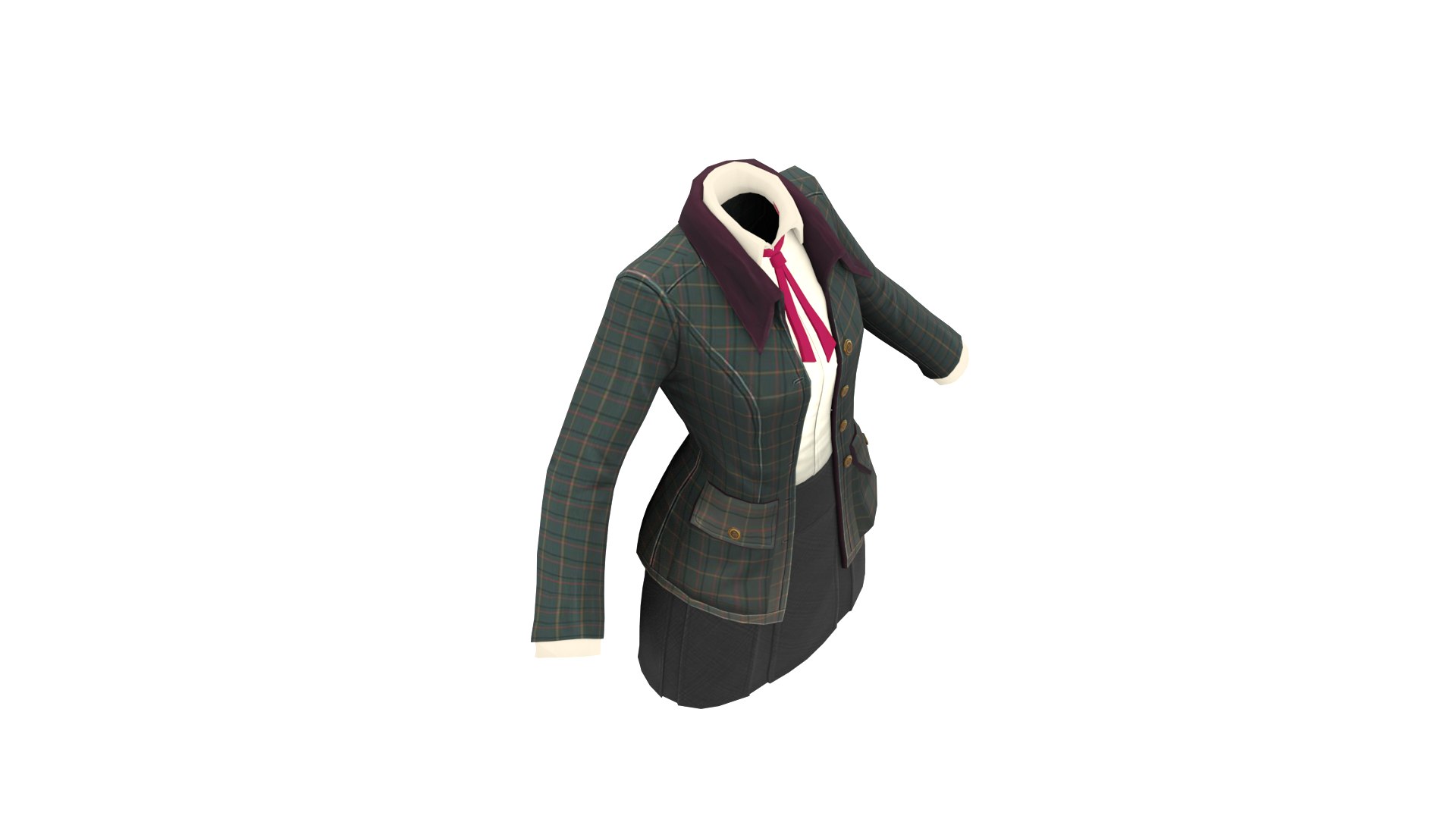 3D Model Lowpoly School Uniform Female 3D Model - TurboSquid 1970651