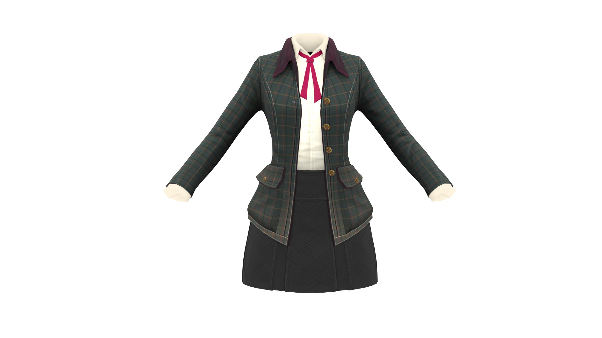 3D Model Lowpoly School Uniform Female 3D Model - TurboSquid 1970651