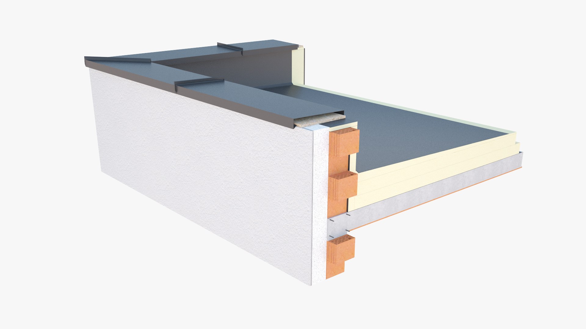 3D Flat Roof Section Model - TurboSquid 2018003
