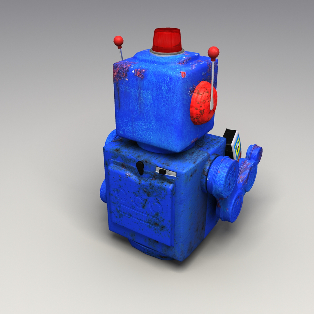 3d rigged rusty toy robot