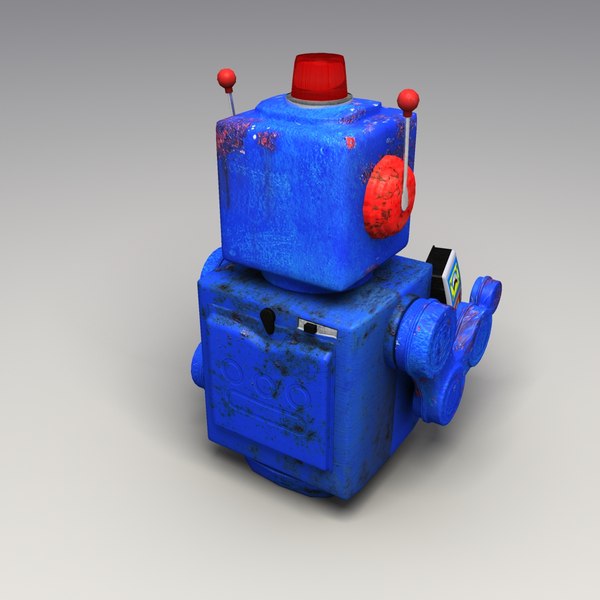 3d rigged rusty toy robot