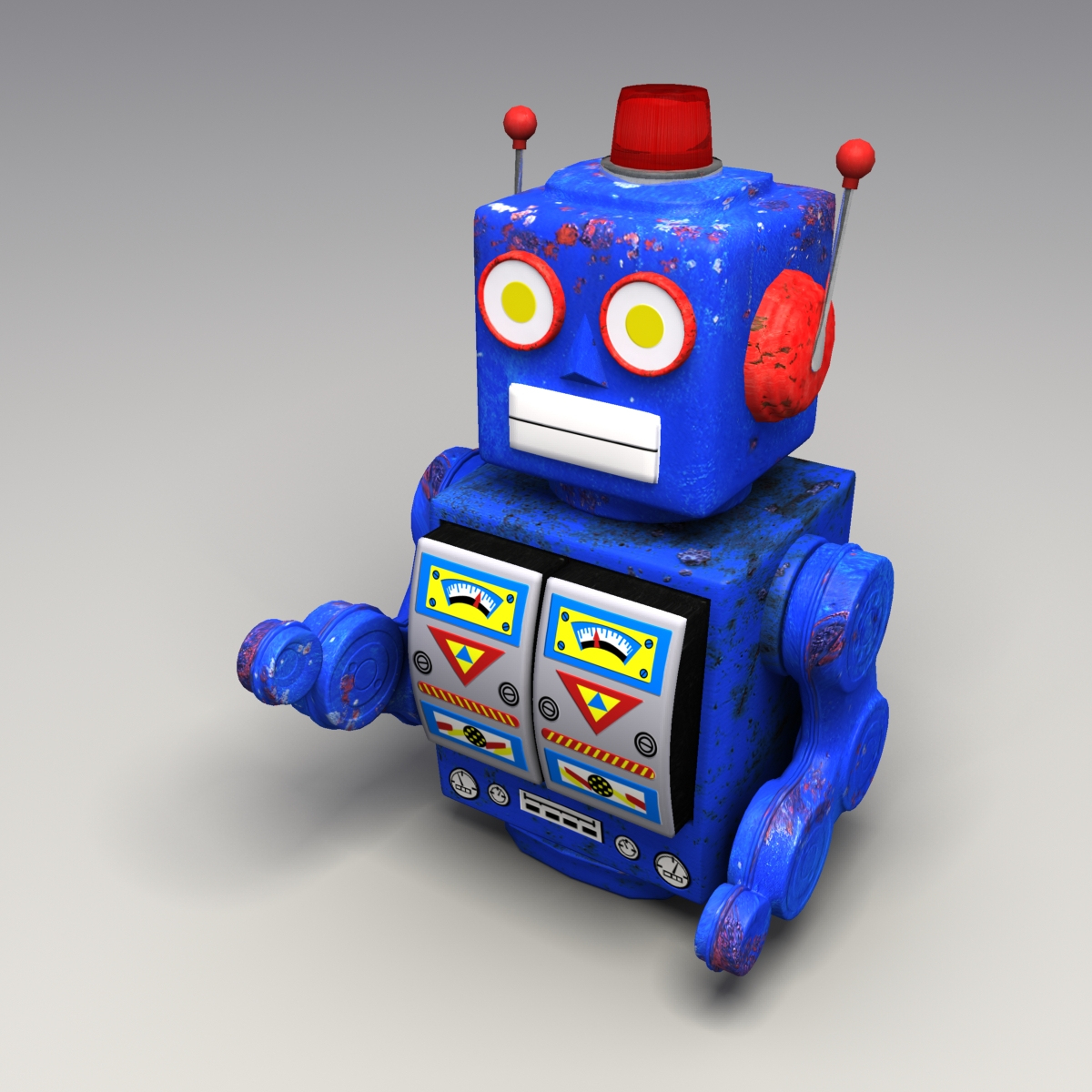 3d rigged rusty toy robot
