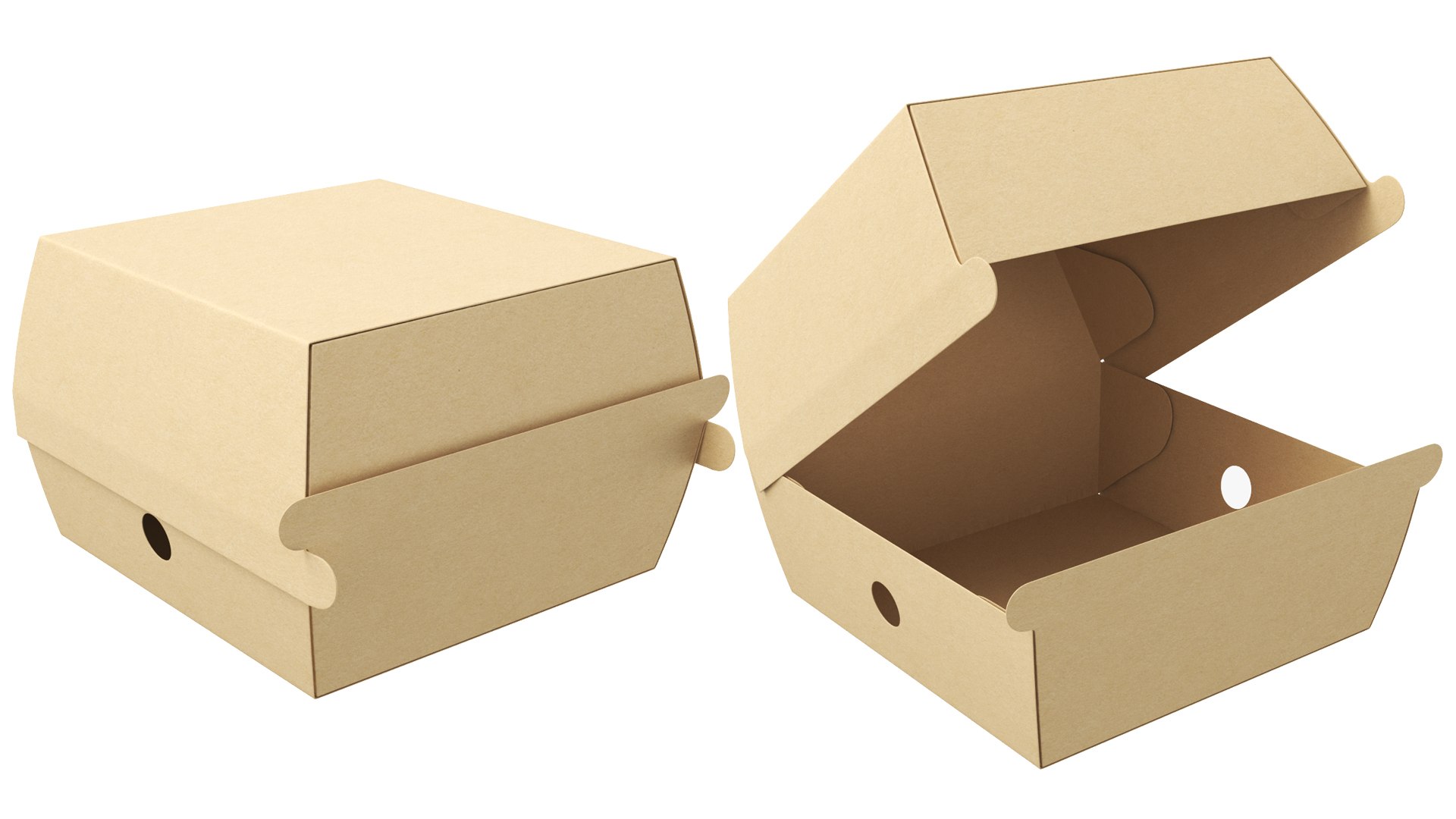 3D Detailed Burger Boxes Opened And Closed Model - TurboSquid 2199245