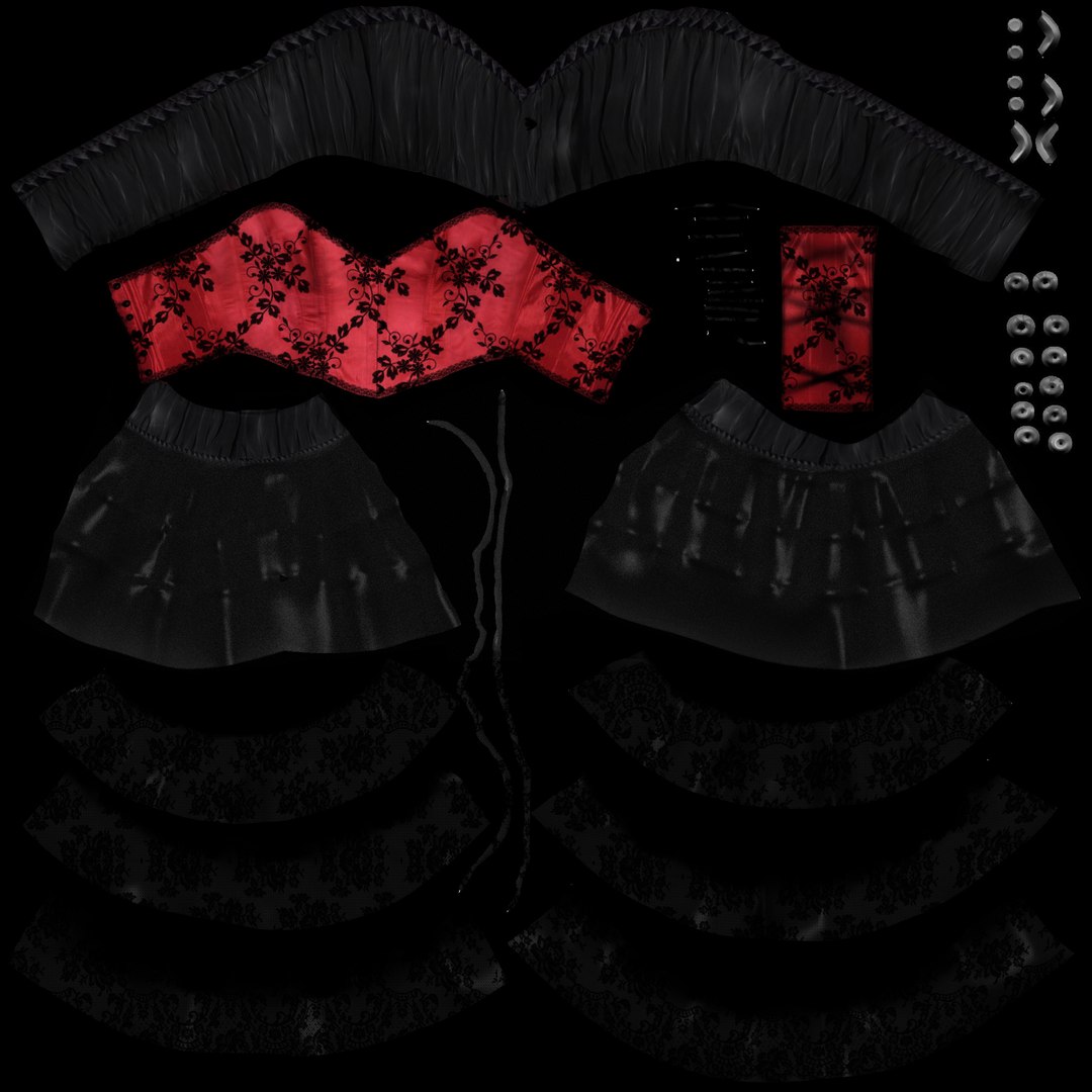 Burlesque Showgirl Lace Corset Dress Model - TurboSquid 1854184