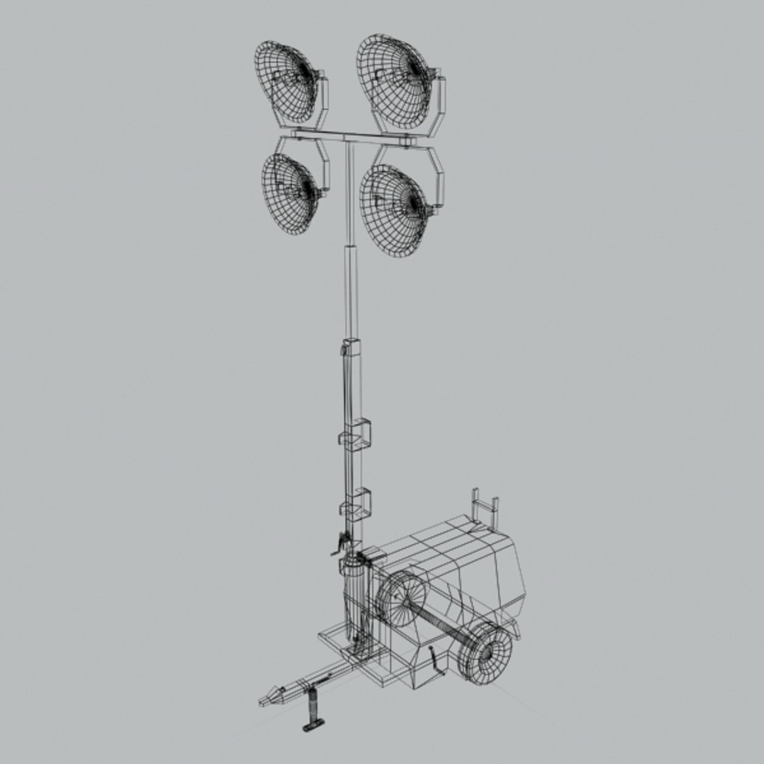 Mobile Construction Light Tower 3d Max