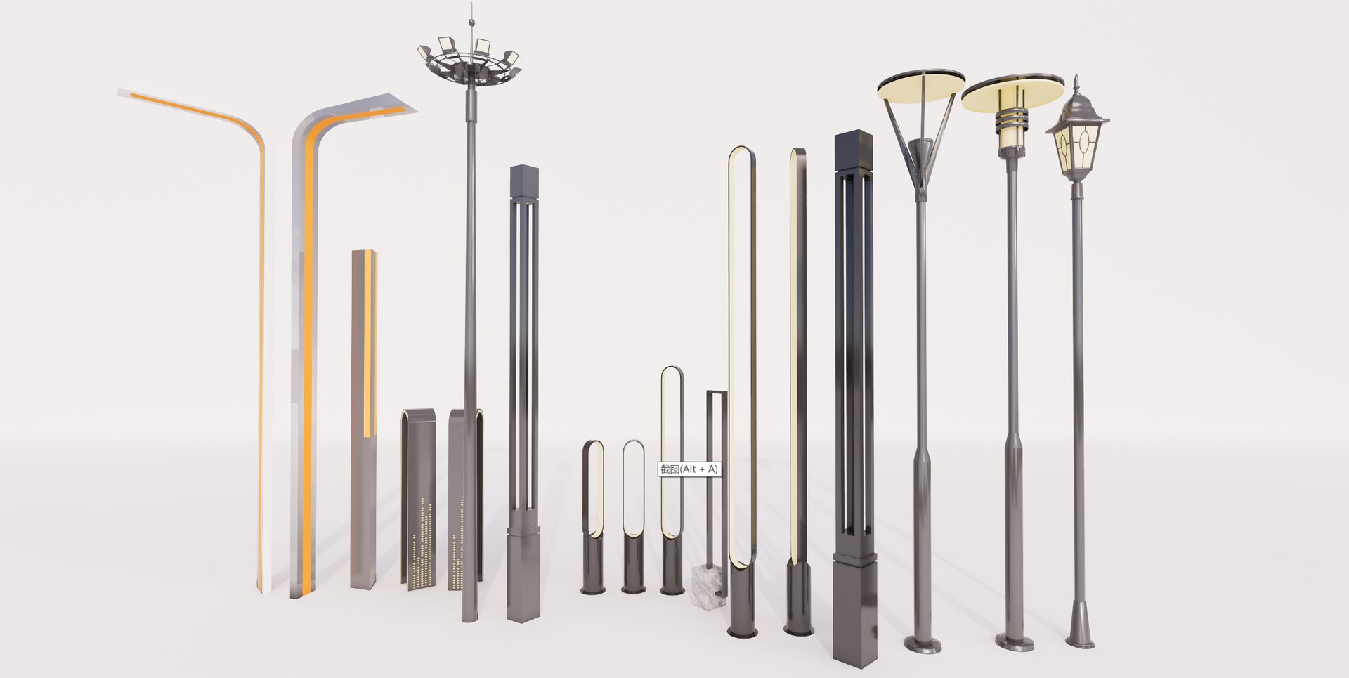 Street Lamps Collection-A2 3D model - TurboSquid 2041339