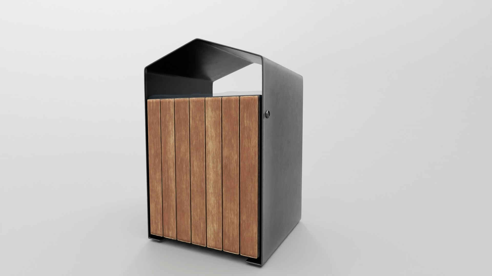 3D Modern Timber Street Bin Vol 03 - 4K Textures Game-Ready PBR Model ...