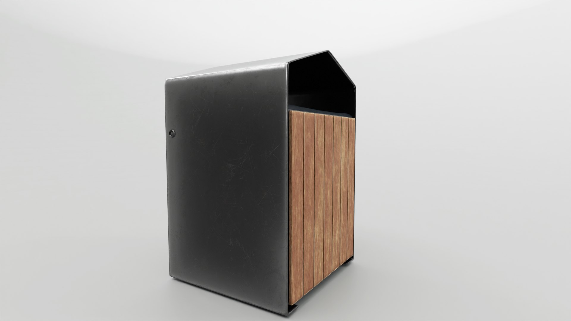 3D Modern Timber Street Bin Vol 03 - 4K Textures Game-Ready PBR Model ...