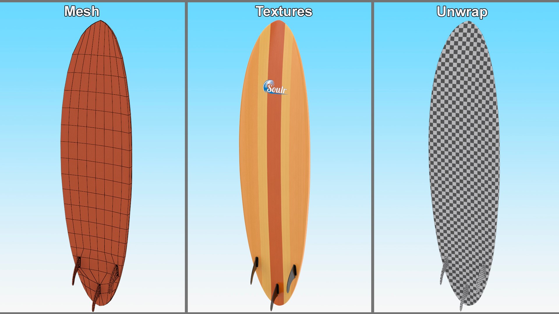 3D Hybrid Funboard Surfboard model - TurboSquid 2151684