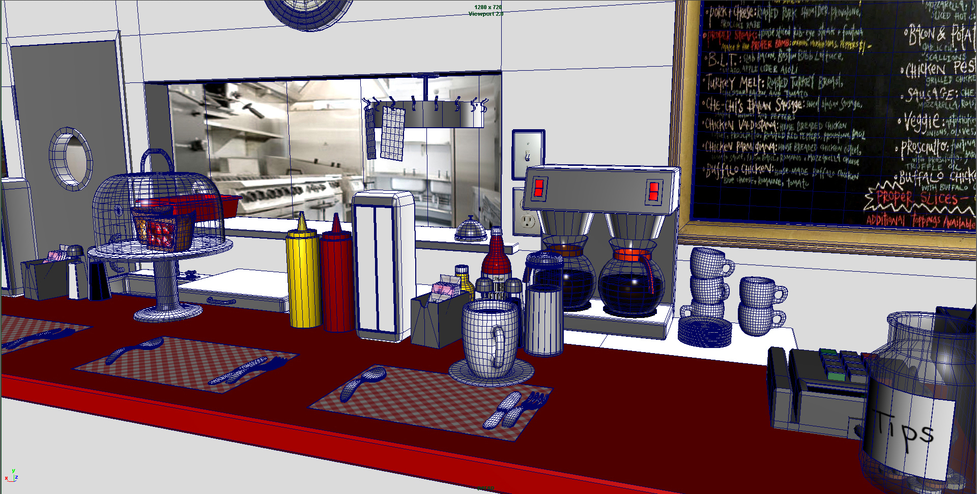 3d stylized cartoon diner model