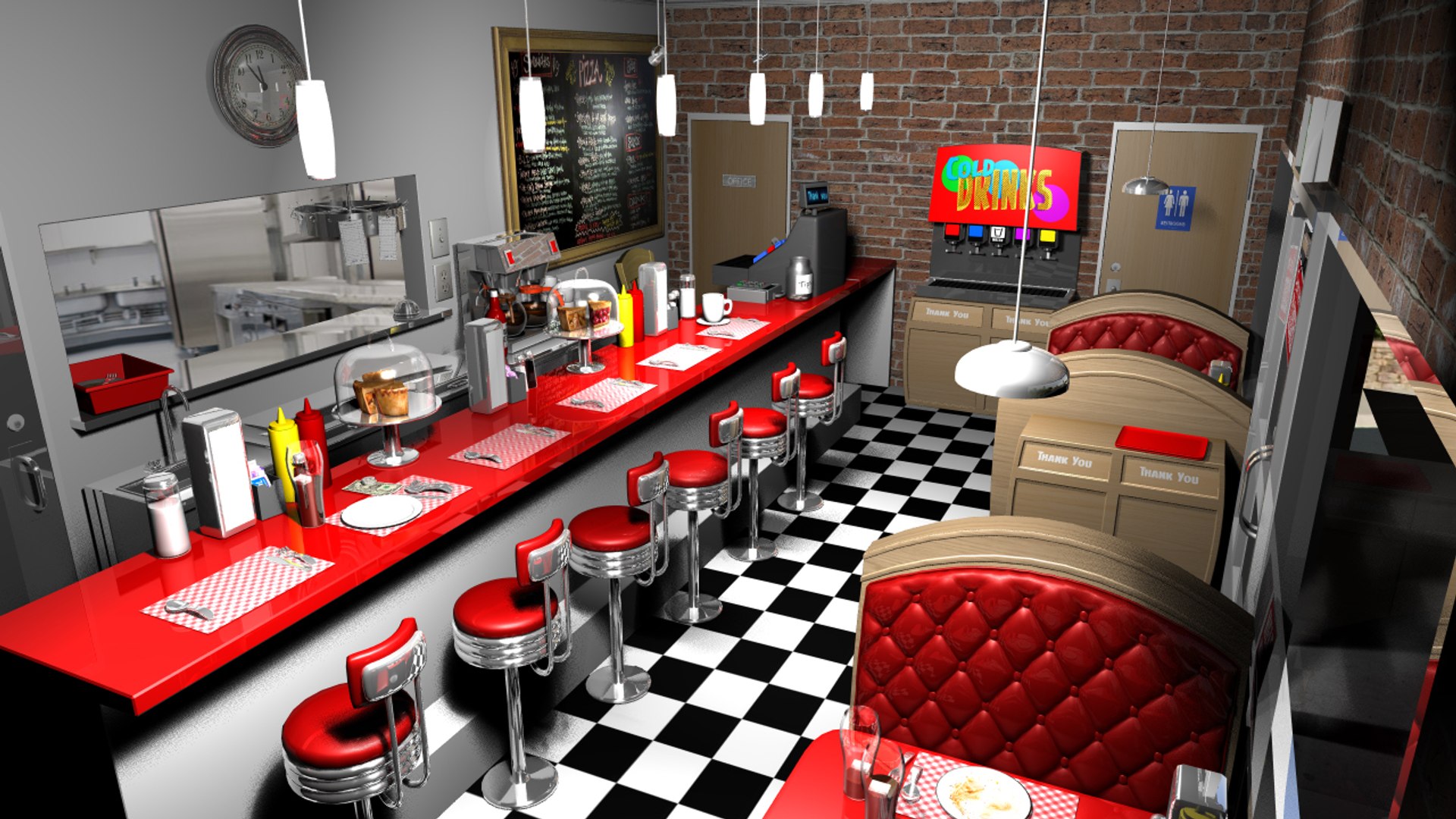 3d Stylized Cartoon Diner Model