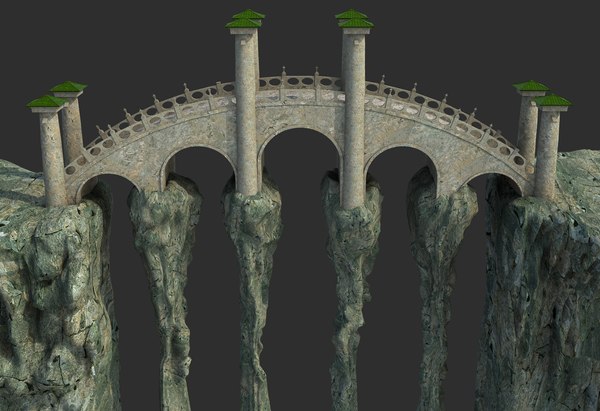 Fantasy Rock Mountain Bridge 3D - TurboSquid 1729222