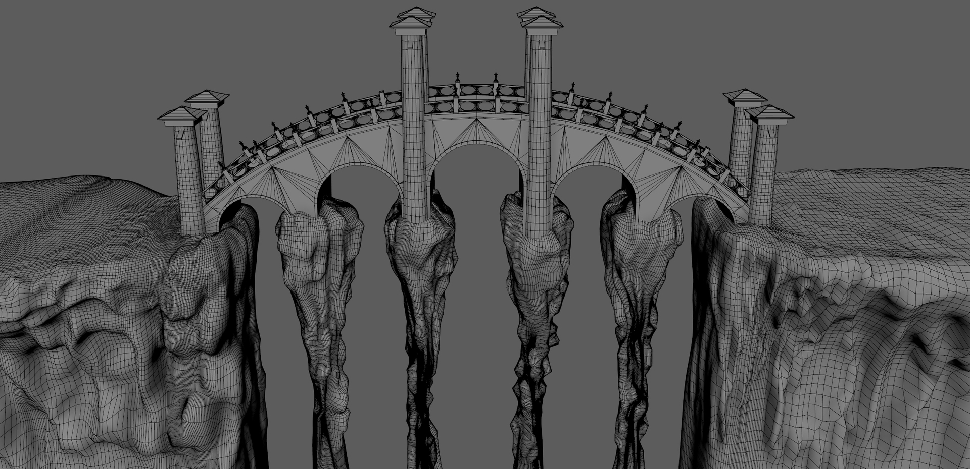 Fantasy Rock Mountain Bridge 3D - TurboSquid 1729222