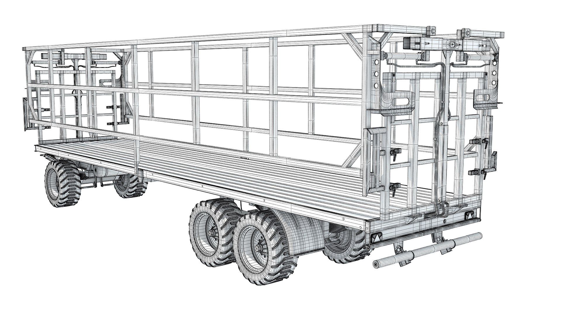 Farm Tractor Trailer 3D Model - TurboSquid 2005851