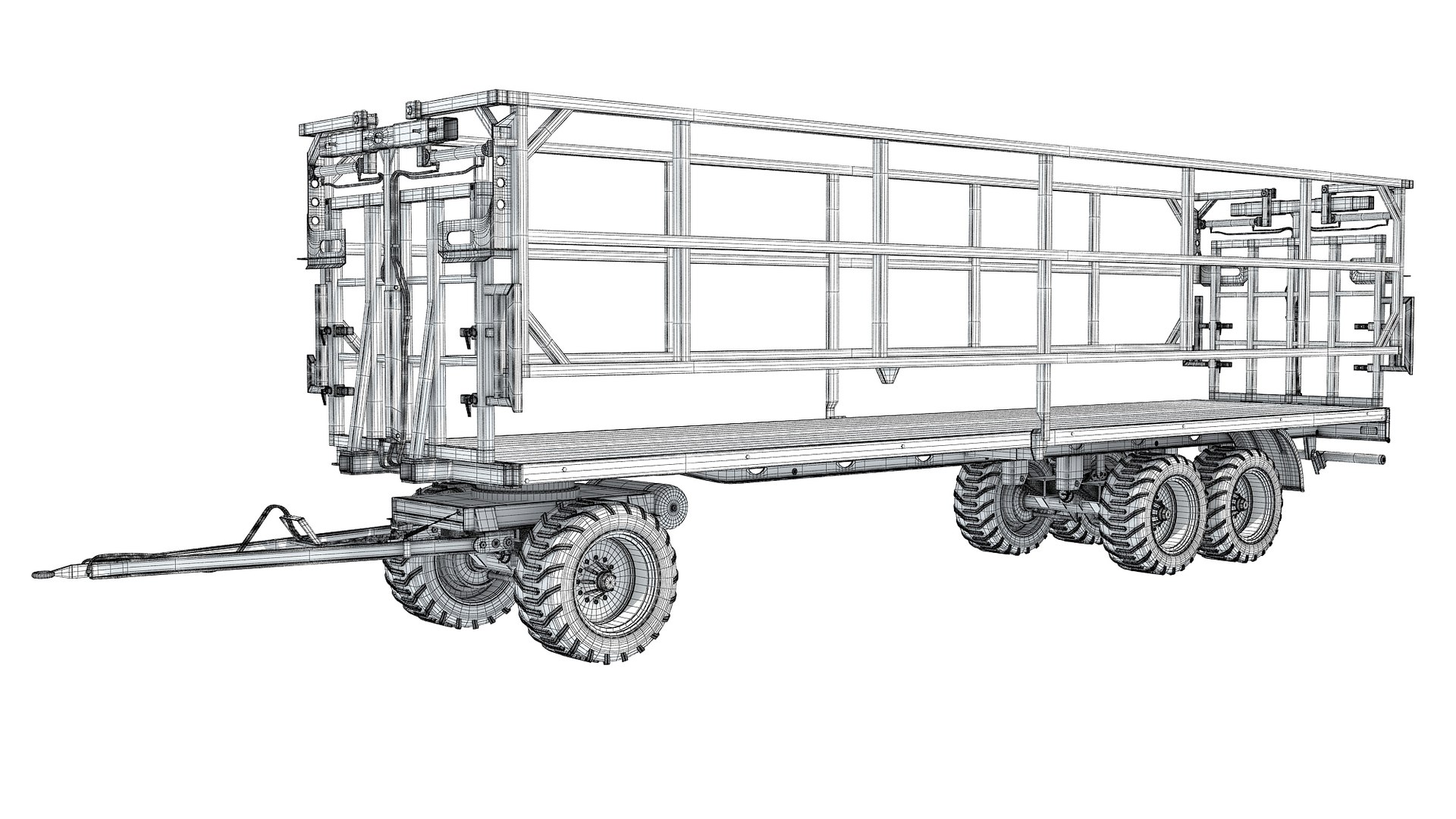 Farm Tractor Trailer 3D Model - TurboSquid 2005851