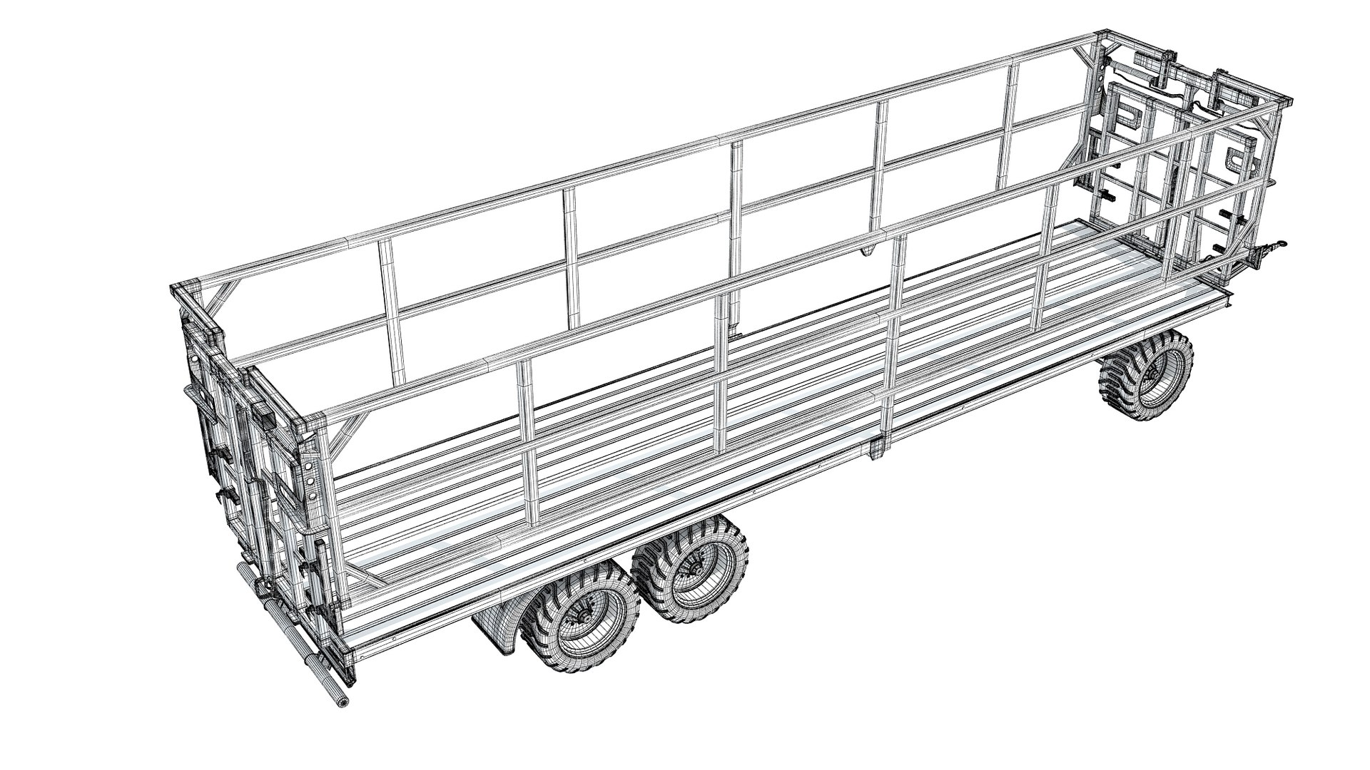 Farm Tractor Trailer 3D Model - TurboSquid 2005851