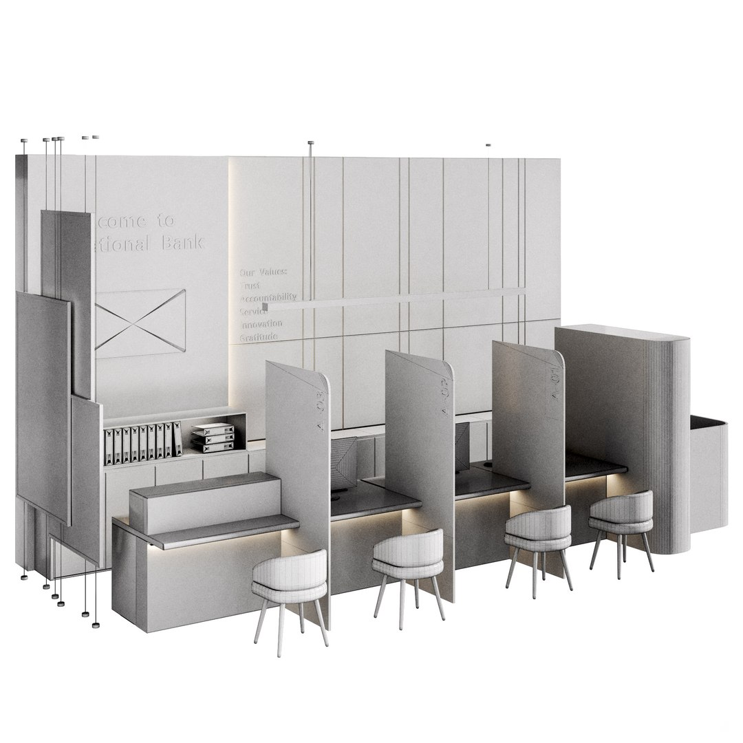 Bank Reception Counter 3D Model - TurboSquid 2418797