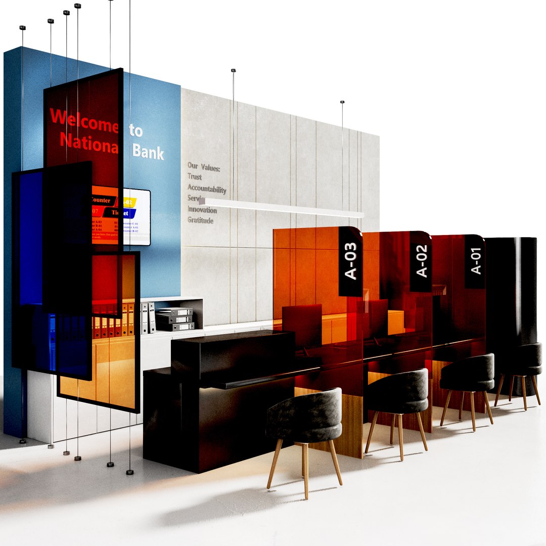 Bank Reception Counter 3D Model - TurboSquid 2418797