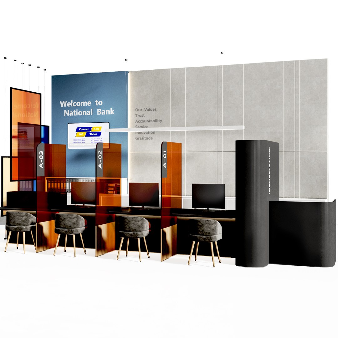 Bank Reception Counter 3D Model - TurboSquid 2418797
