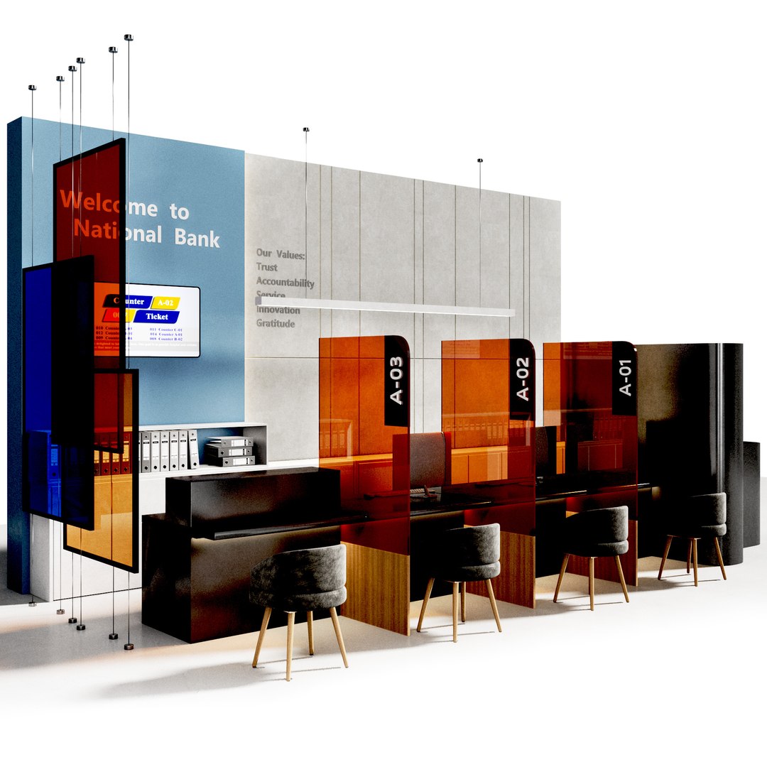 Bank Reception Counter 3D Model - TurboSquid 2418797