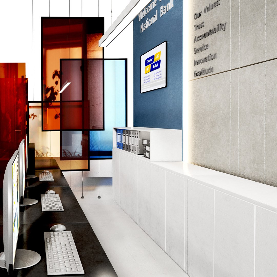 Bank Reception Counter 3D Model - TurboSquid 2418797